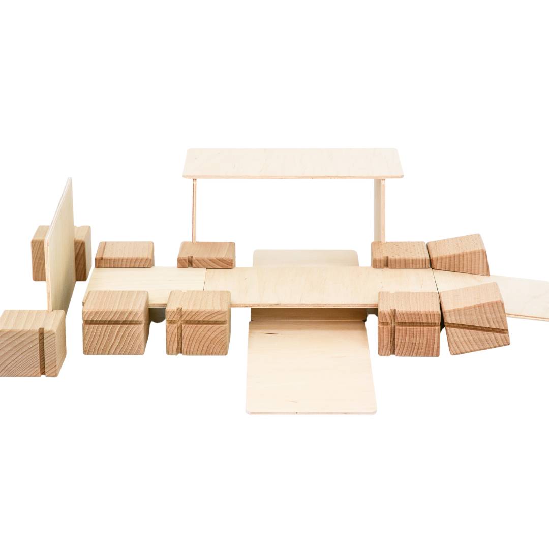 Just Blocks Smart Lines Mini Wooden Set (20 Pieces) | Oskoe