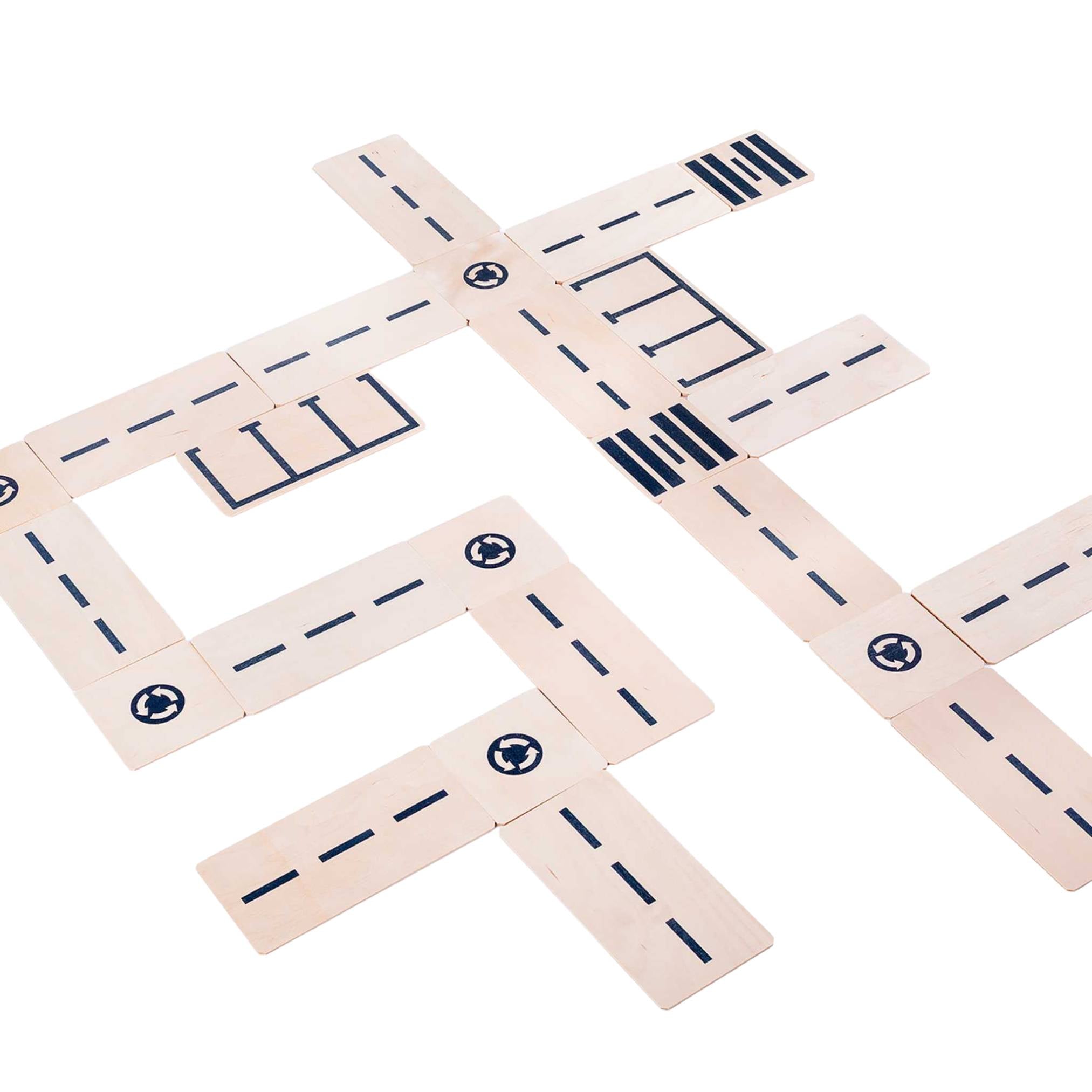 Just Blocks Just Roads Wooden Set (24 Pieces) | Oskoe