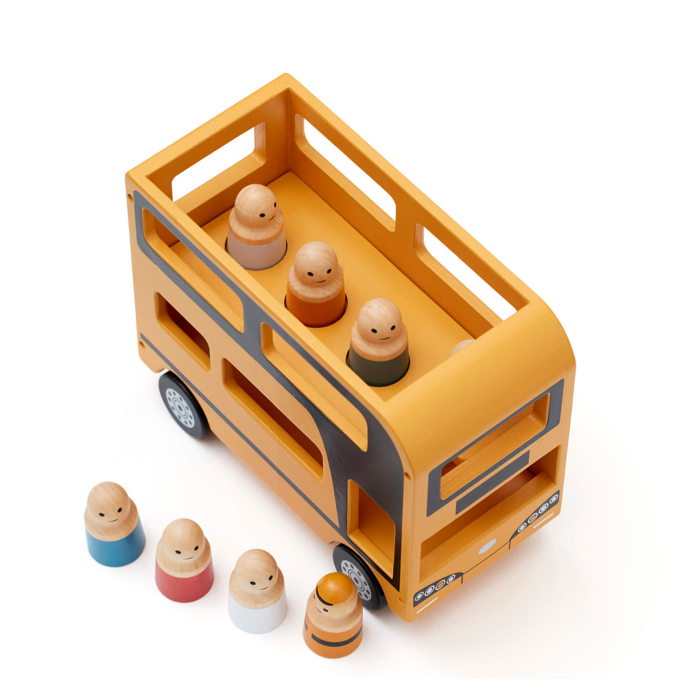 Kids Concept Wooden Double Decker Bus, Cars Planes & Trains | Oskoe