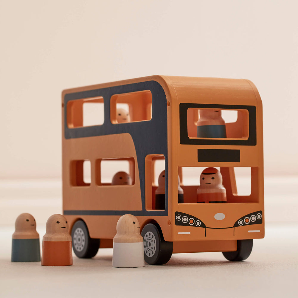 Kids Concept Wooden Double Decker Bus, Cars Planes & Trains | Oskoe