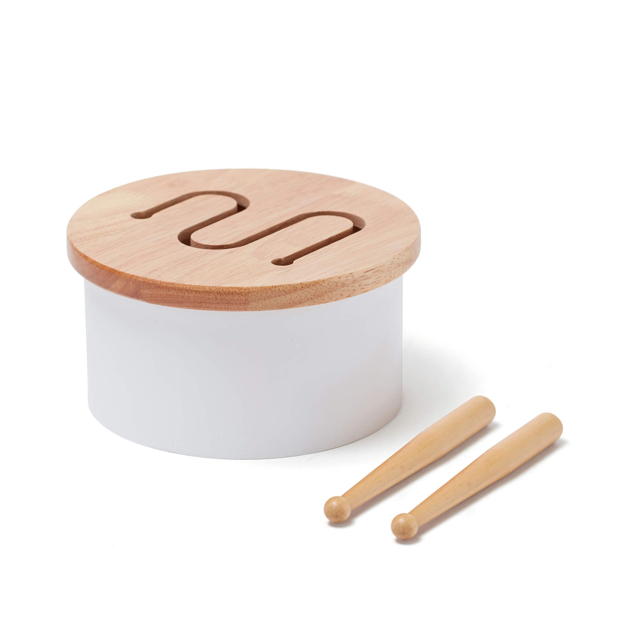 Kids Concept Wooden Drum - White, Toy Musical Instruments | Oskoe