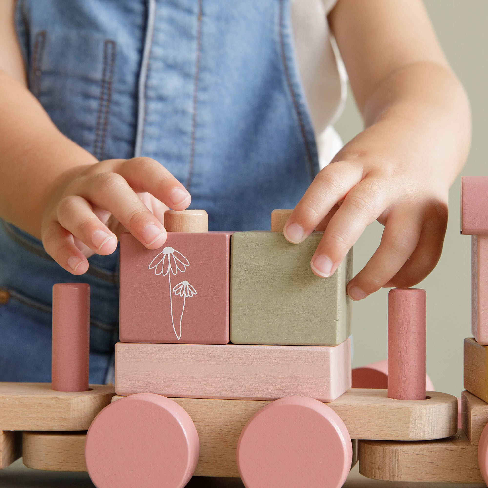 Little Dutch Wooden Stacking Train in Wild Flowers | Oskoe